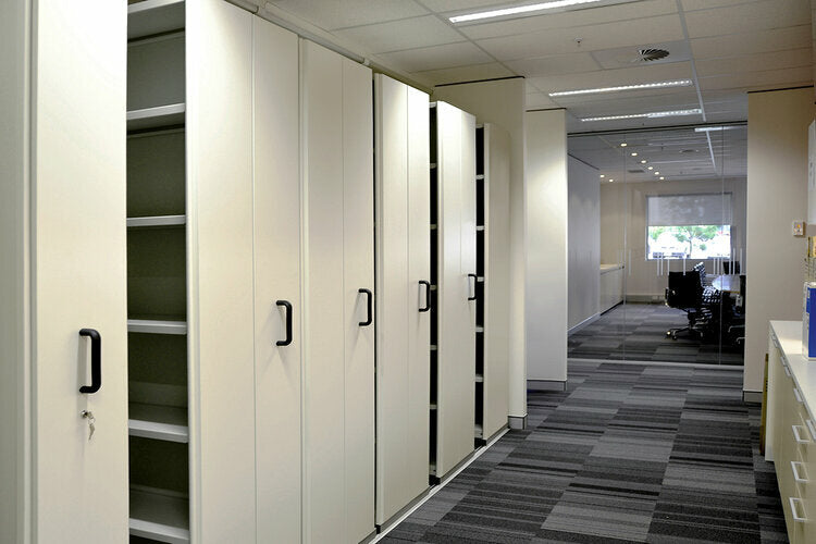 Ezi Slide Mobile Shelving Compactus Unit 4 Bay 1200Mm Wide Silver Grey ...