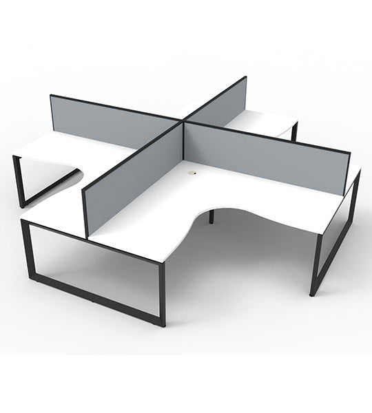 Deluxe Rapid Loop Infinity 4 Person Corner Workstation Pod With Screen ...